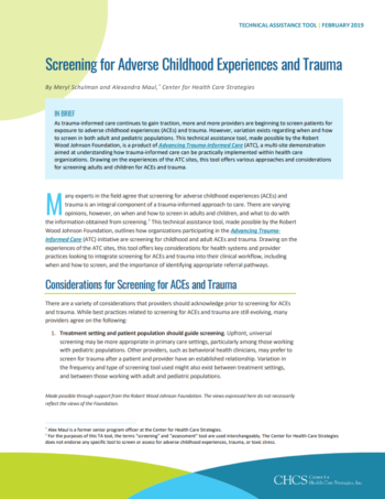 Screening for Adverse Childhood Experiences and Trauma - Trauma ...