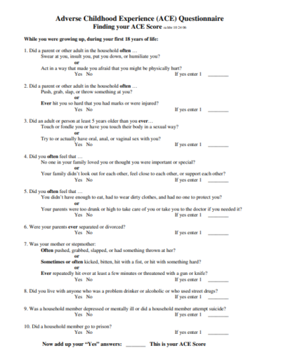 Original ACE Questionnaire - Trauma-Informed Care Implementation ...