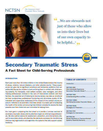 Secondary Traumatic Stress: A Fact Sheet for Child-Serving ...