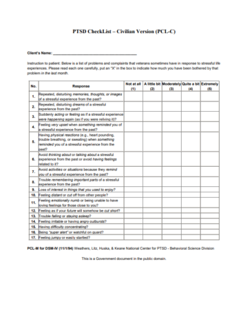 Post-Traumatic Stress Disorder Checklist for Civilians (PCL-C) - Trauma ...
